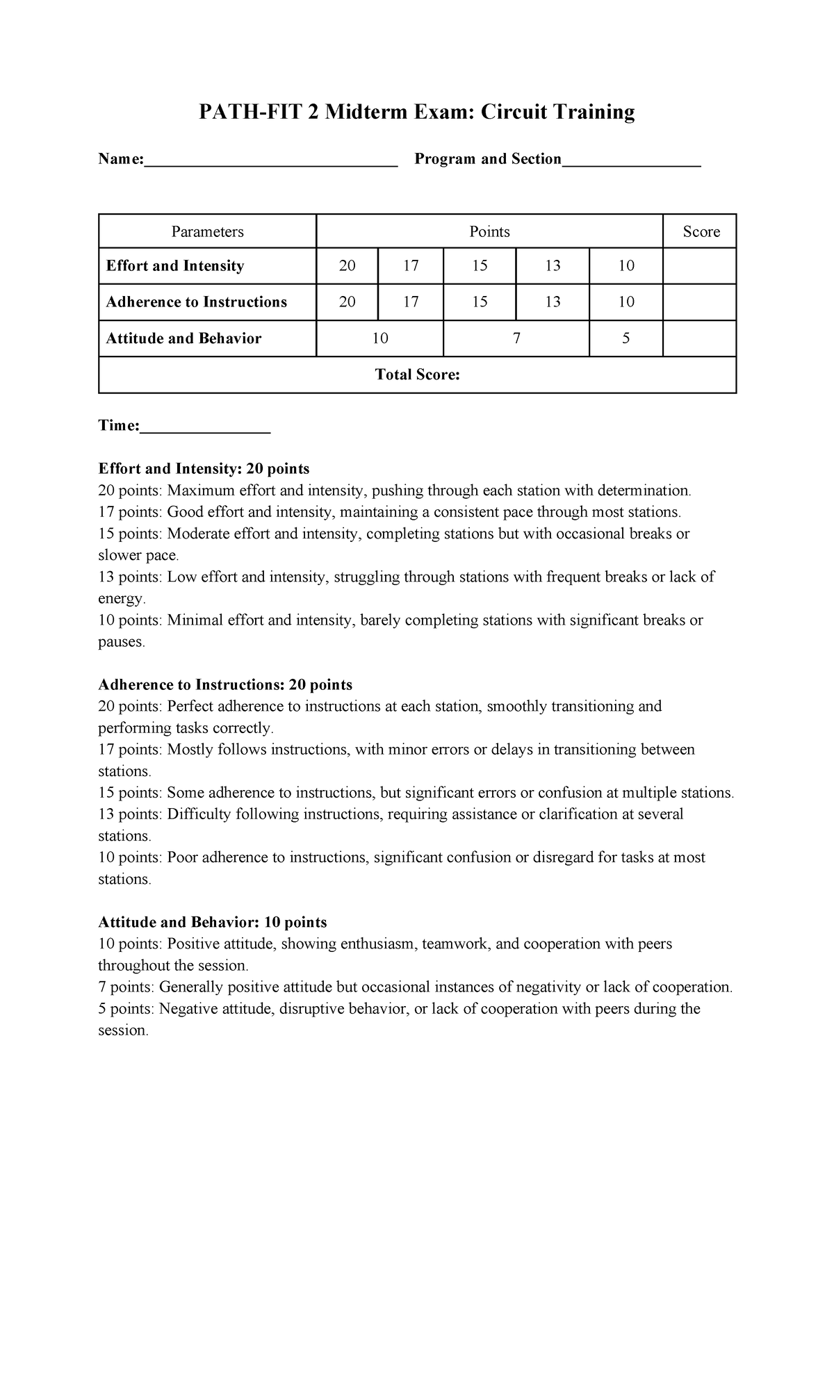 -1756019126 Midterm Exam Circuit - PATH-FIT 2 Midterm Exam: Circuit Training - Studocu