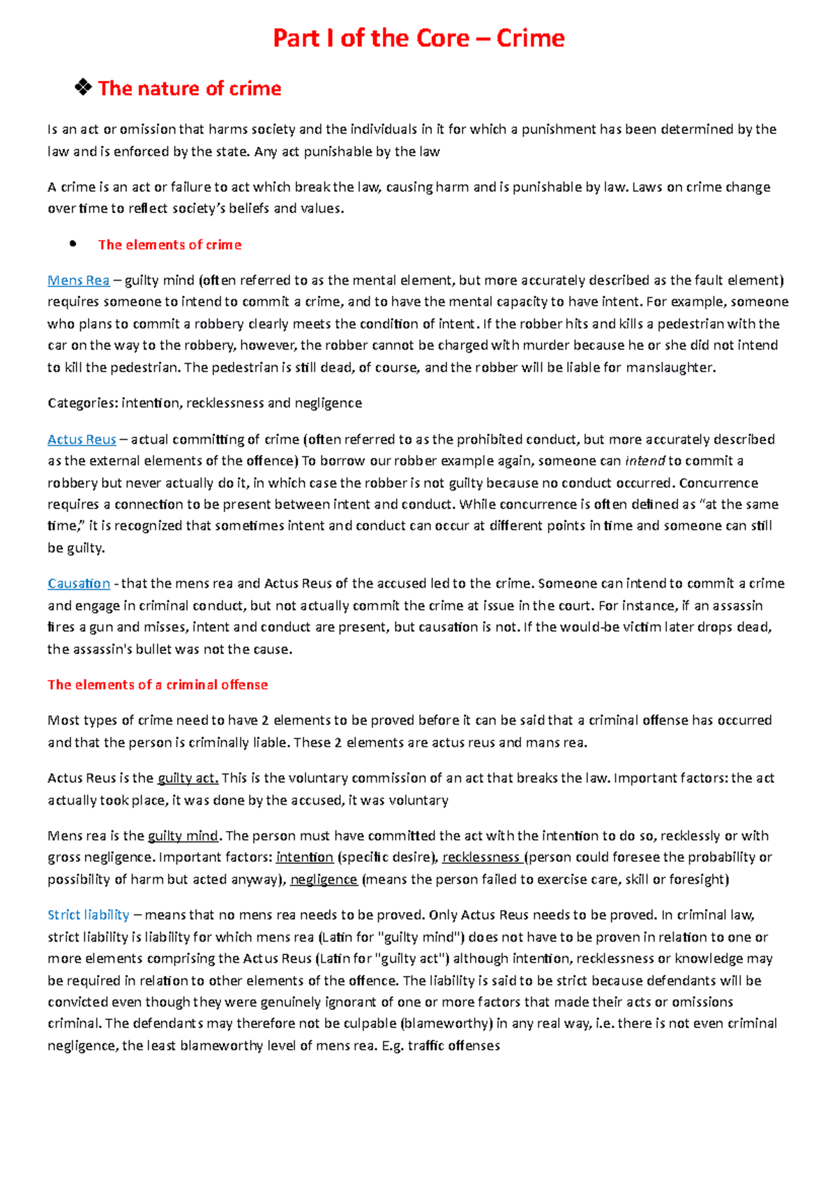 7727Highly-Detailed-Crime-Notes - Part I of the Core – Crime The nature ...