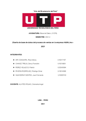 518650237 trabajo final base de datos - 2021 Sistema de base de datos [Proyecto final] [SQL ...