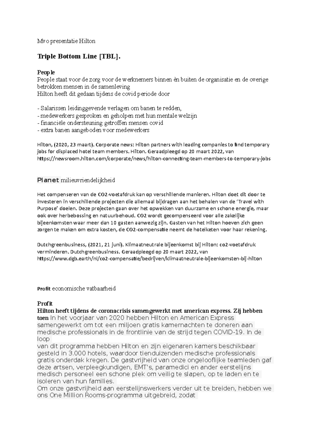 Mvo presentatie Hilton - Mvo presentatie Hilton Triple Bottom Line [TBL ...