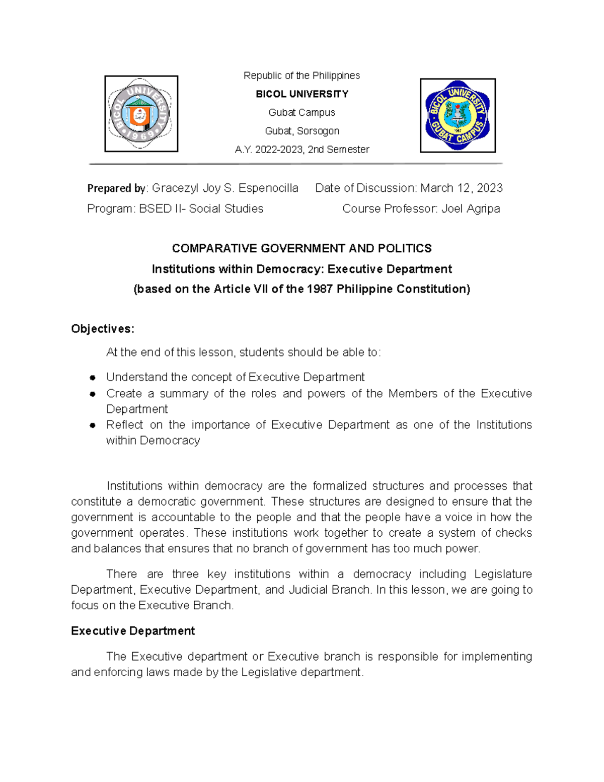 Executive Department - About the Philippine Government - Republic of ...