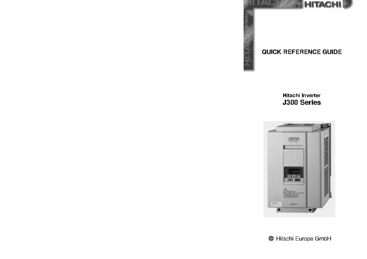 Inverter J300 - J300 - Hitachi Europe GmbH Q QUUIICCKK ...