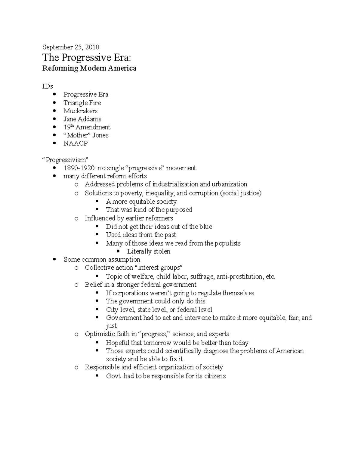 September 25 Progressive Era - September 25, 2018 The Progressive Era ...