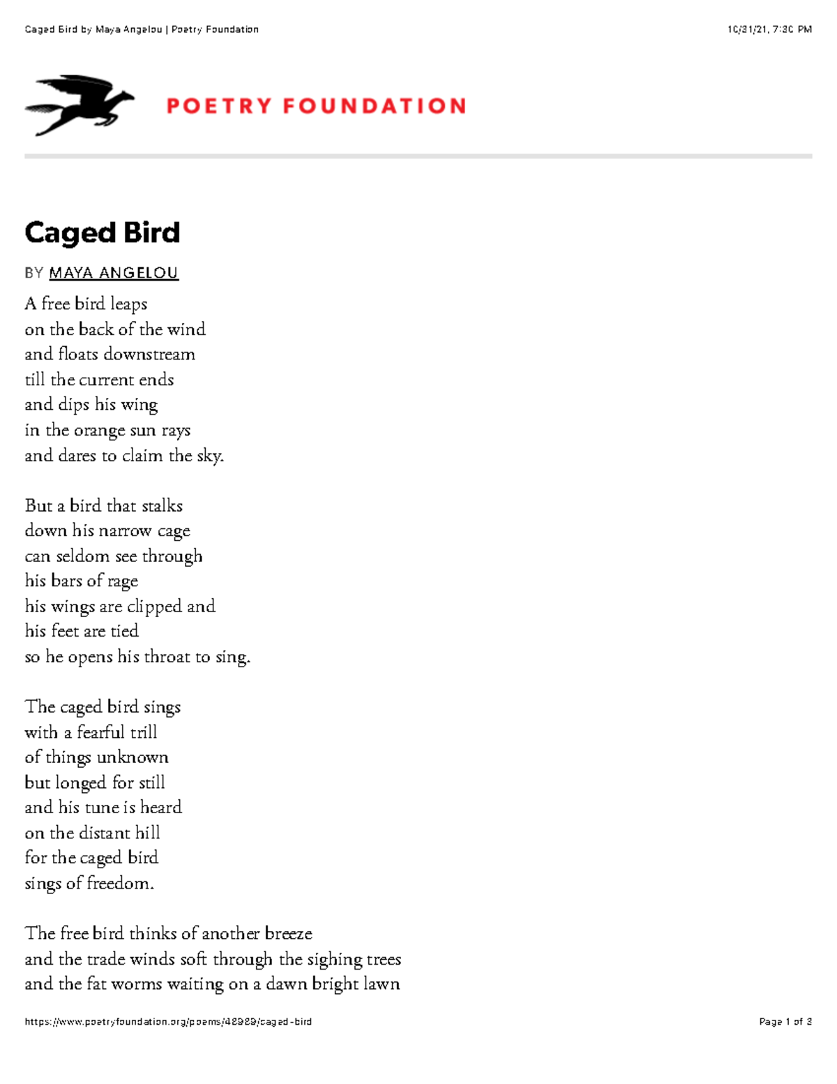 Caged-bird - additional reading for Indian literature - Caged Bird by ...