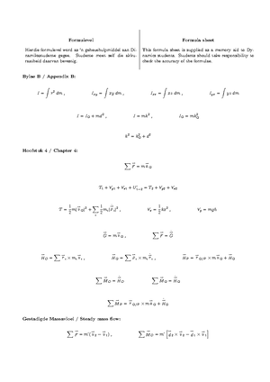 Msd formulasheet 2019 - Formula sheet - MSD 210 - UP - Studocu