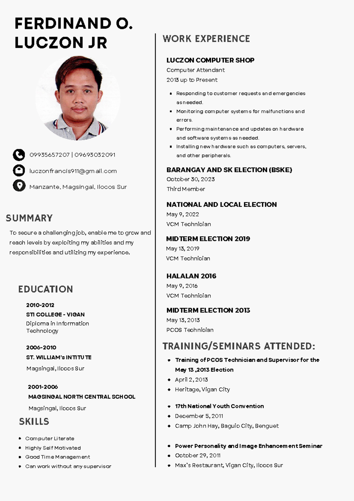 Light Grey Minimalist resume - STI COLLEGE - VIGAN ST. WILLIAM’s ...