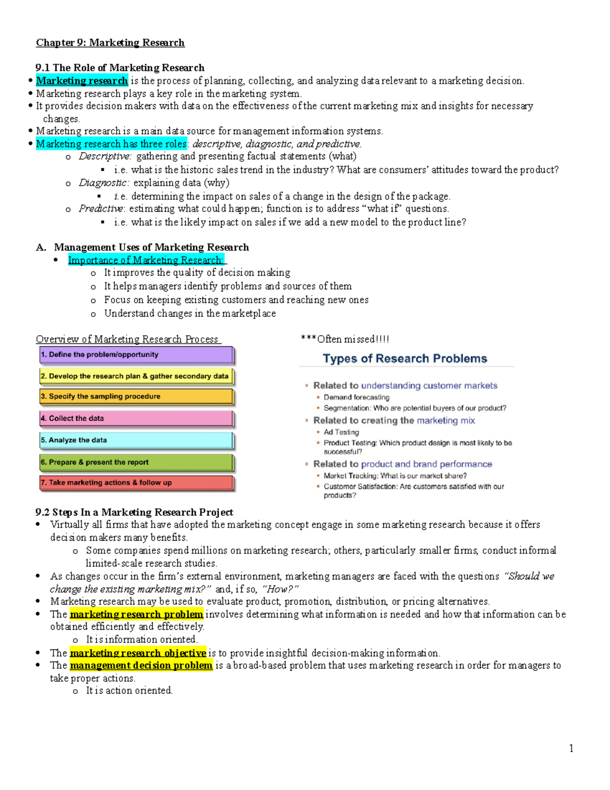 Chapter 9 - Marketing Research - Marketing research plays a key role in ...
