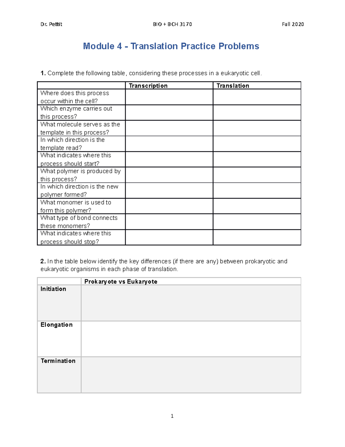Module 4 Practice Problems BIO&BCH3170 Fall 2020 - Module 4 ...
