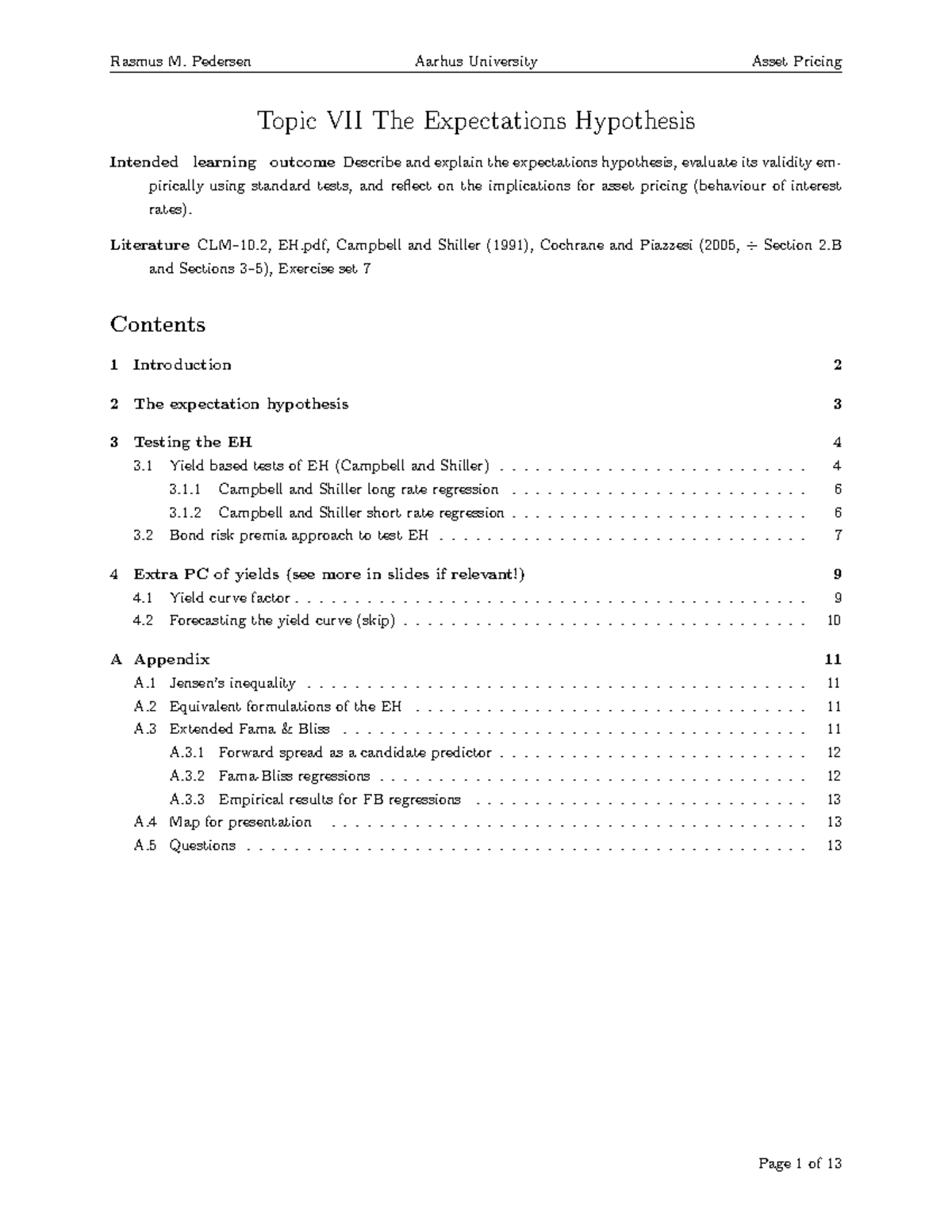 7 - The-expectations-hypothesis.pdf - Topic VII The Expectations ...