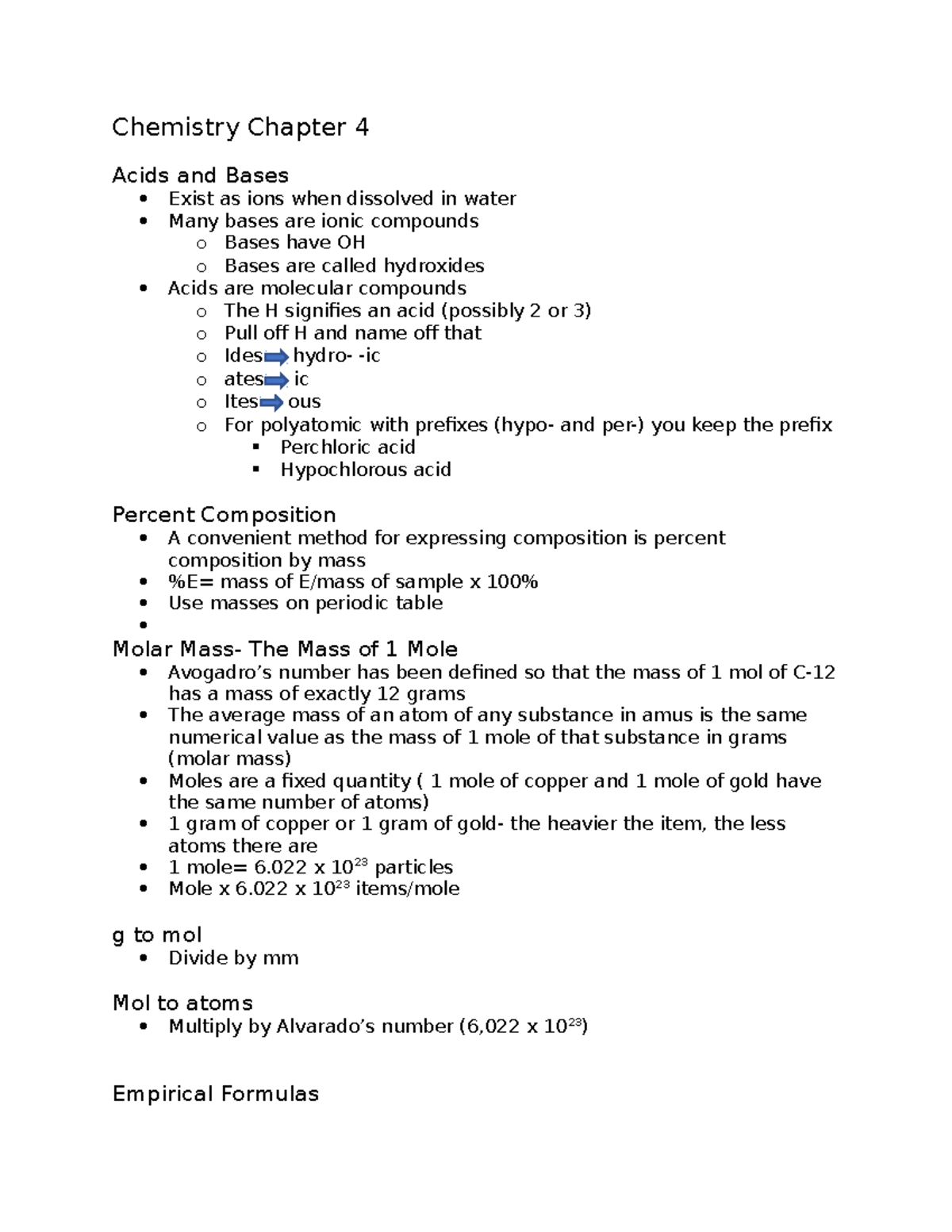 Chemistry Chapter 4 Notes - Chemistry Chapter 4 Acids and Bases Exist ...