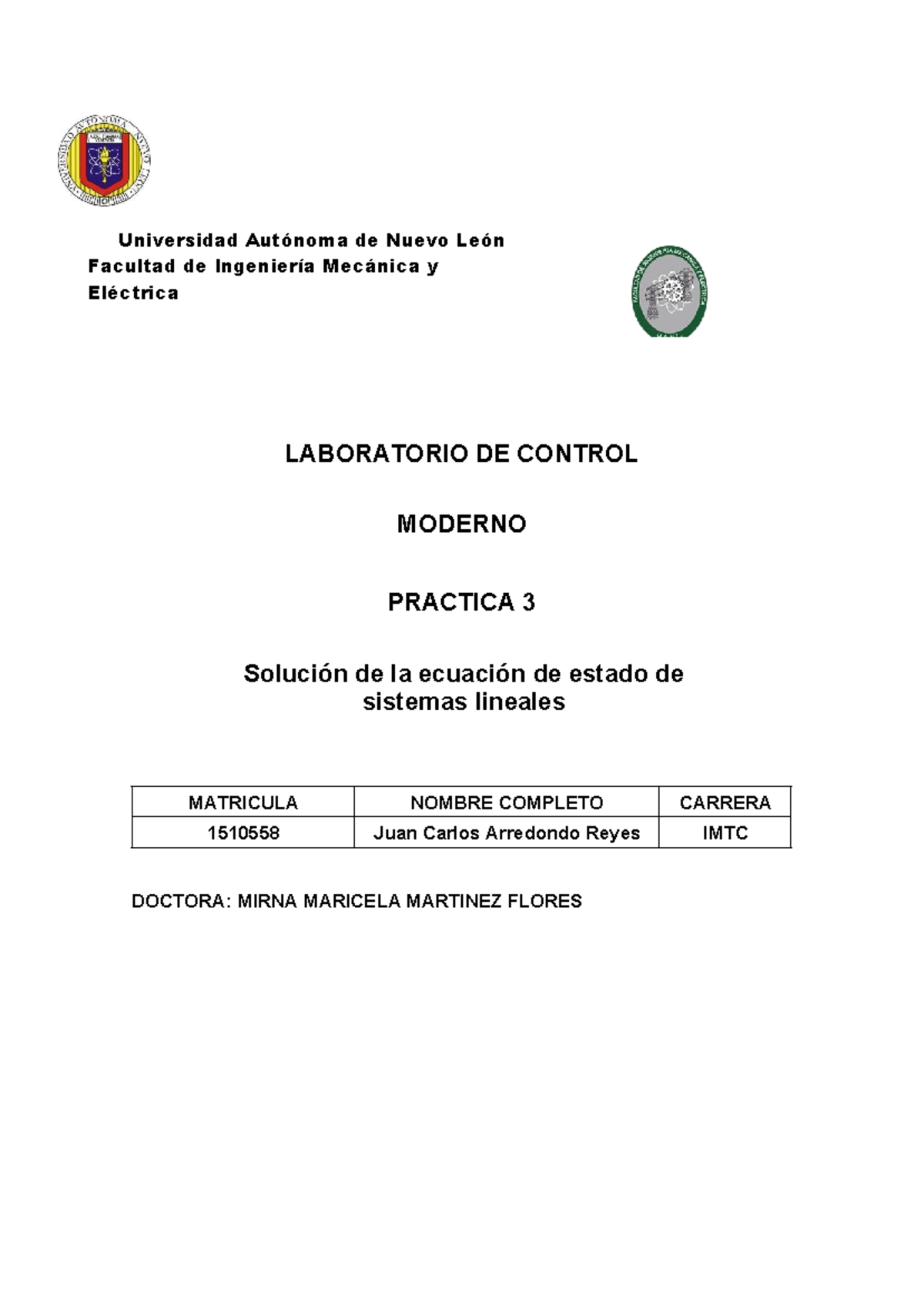 Juan carlos - LAB. Control Moderno - Control Moderno Y Laboratorio - Universidad Autónoma de ...