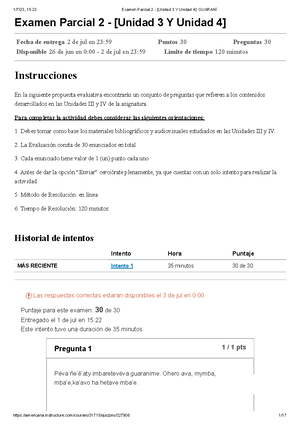 Examen Parcial 1 - [Unidad 1 Y Unidad 2] Guaraní - Examen Parcial 1 ...