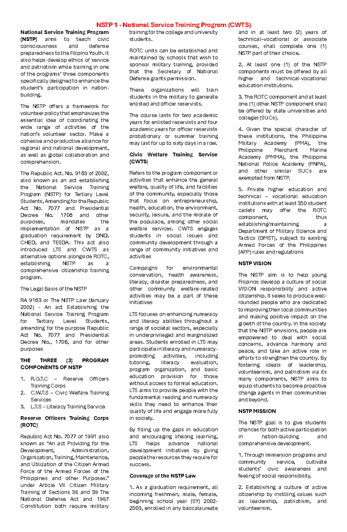 NSTP - nyrtv - National Service Training Program (NSTP) aims to teach ...