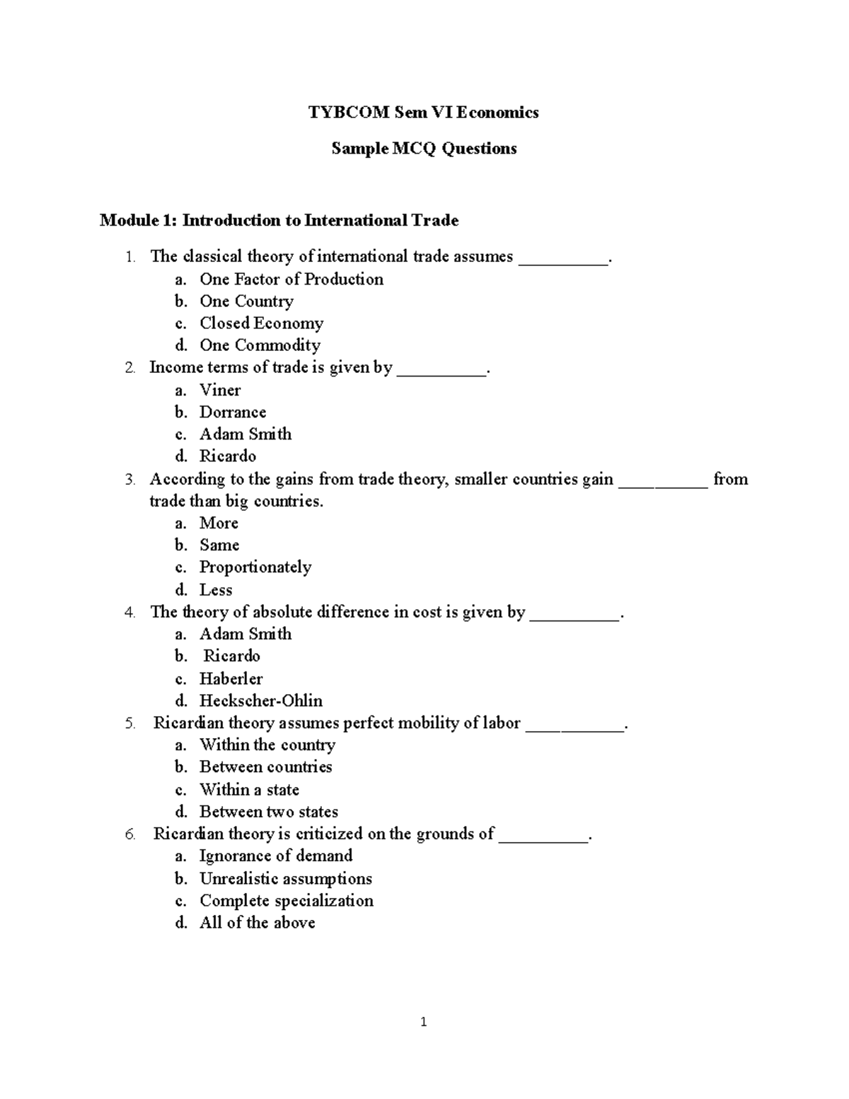Economics mcq for mba students. They can go through the profile and ...