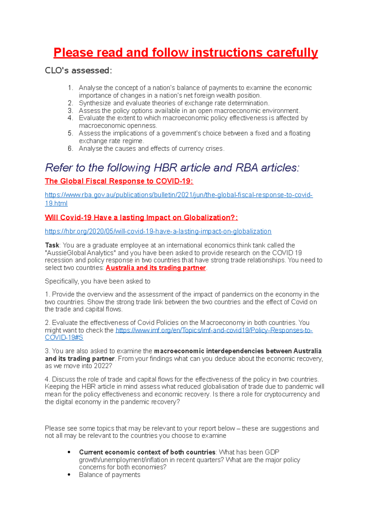 Assignment instructions for assignment 1 - Please read and follow ...