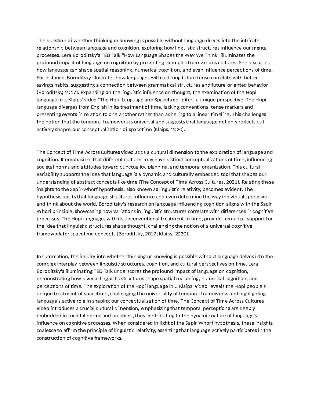 Is it possible to think without language - The question of whether ...