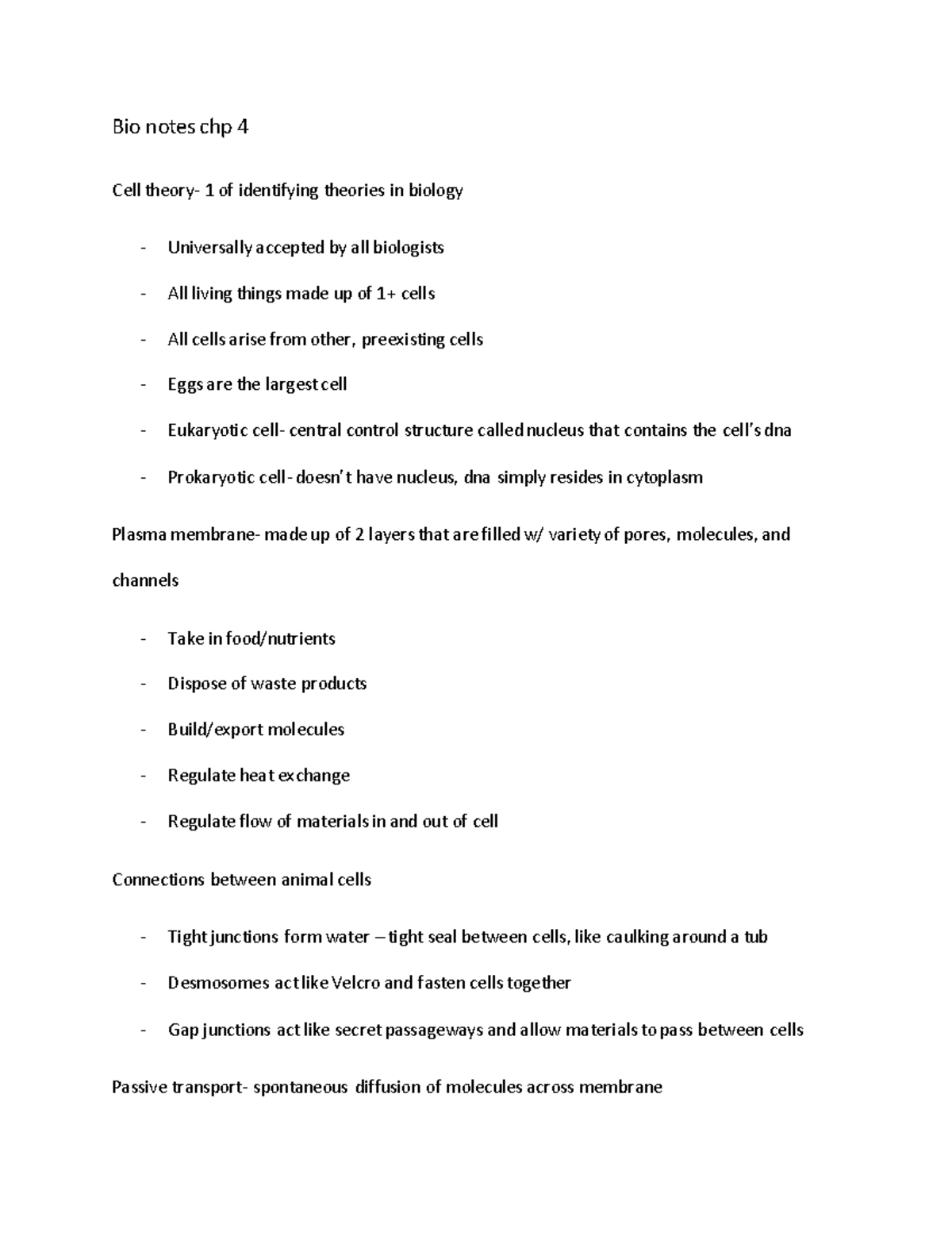 Biology Chapter 4 - Bio notes chp 4 Cell theory- 1 of identifying ...
