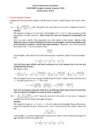 Exercises-02 - Tut sheets - MAST30021 Complex Analysis (2019, semester 1) cUniversity of ...
