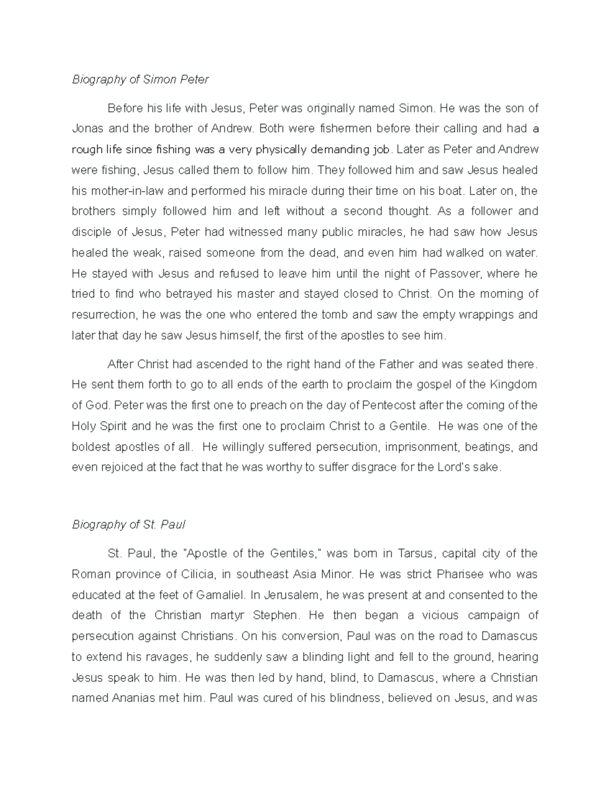 RE114 - Peter and Paul - Religious Education - Biography of Simon Peter ...