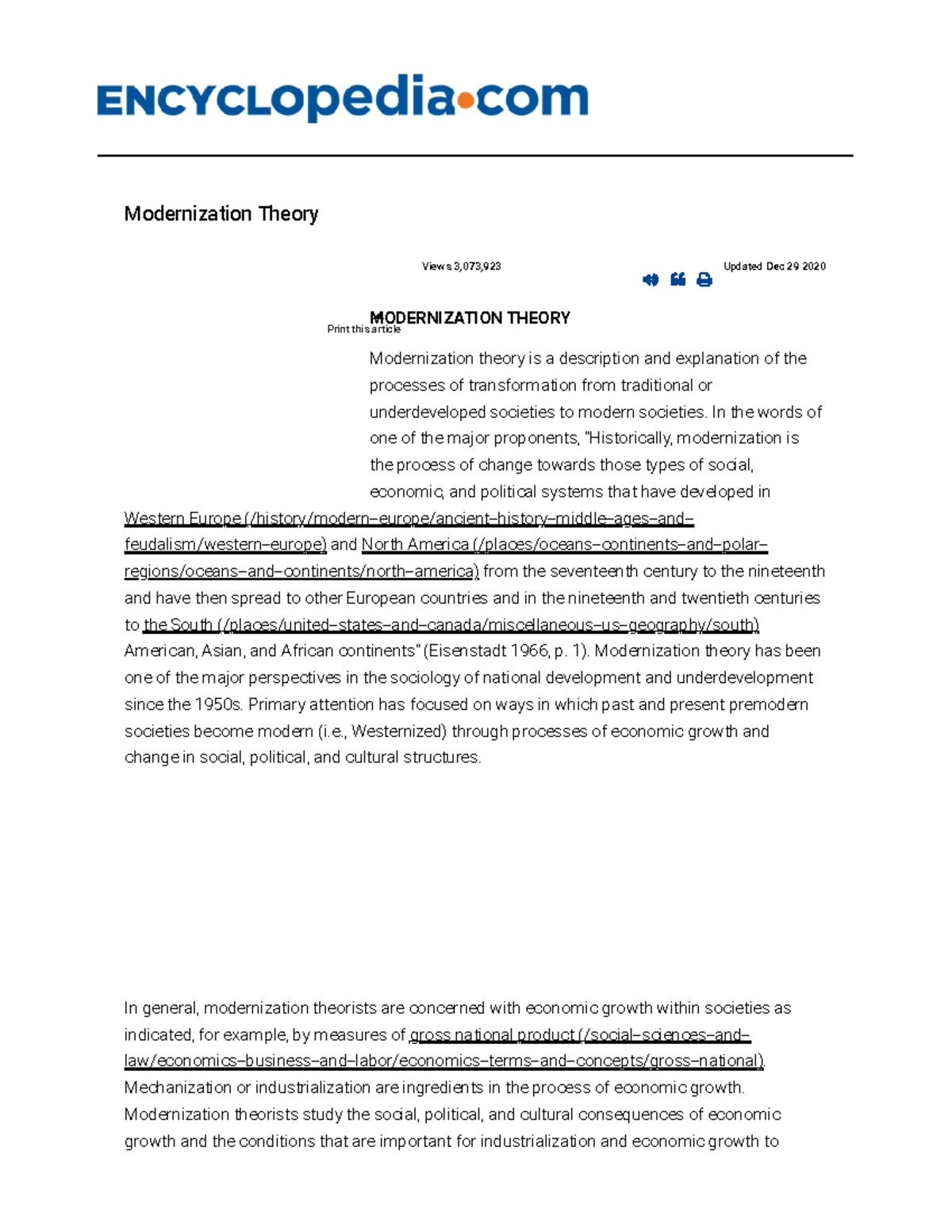 Modernization Theory Encyclopedia - MODERNIZATION THEORY Modernization ...