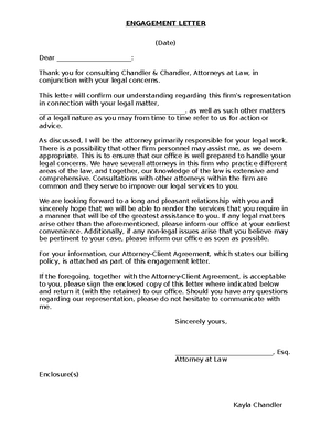 Disengagement Letter - Outlines - DISENGAGEMENT LETTER (Date) Dear