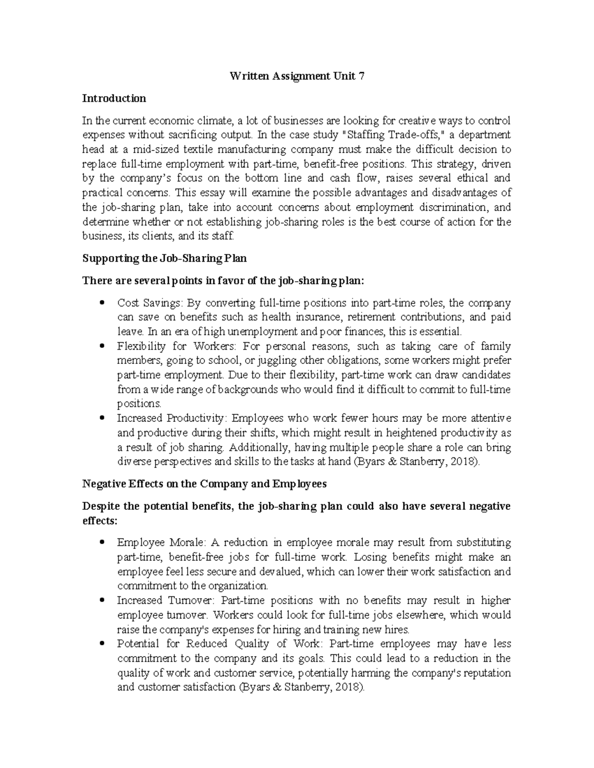 Written Assignment Unit 7 PHIL 1404 - Written Assignment Unit 7 Introduction In the current ...
