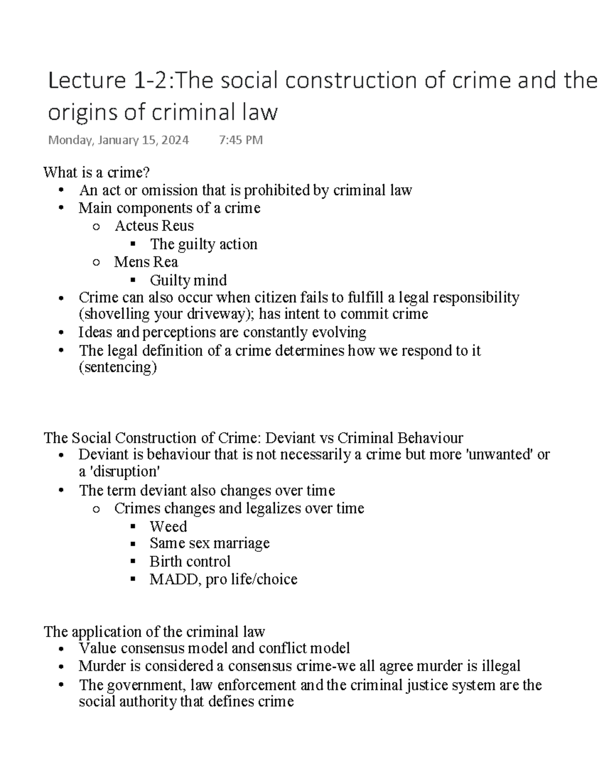 Lecture 1-2 The social construction of crime and the origins of ...