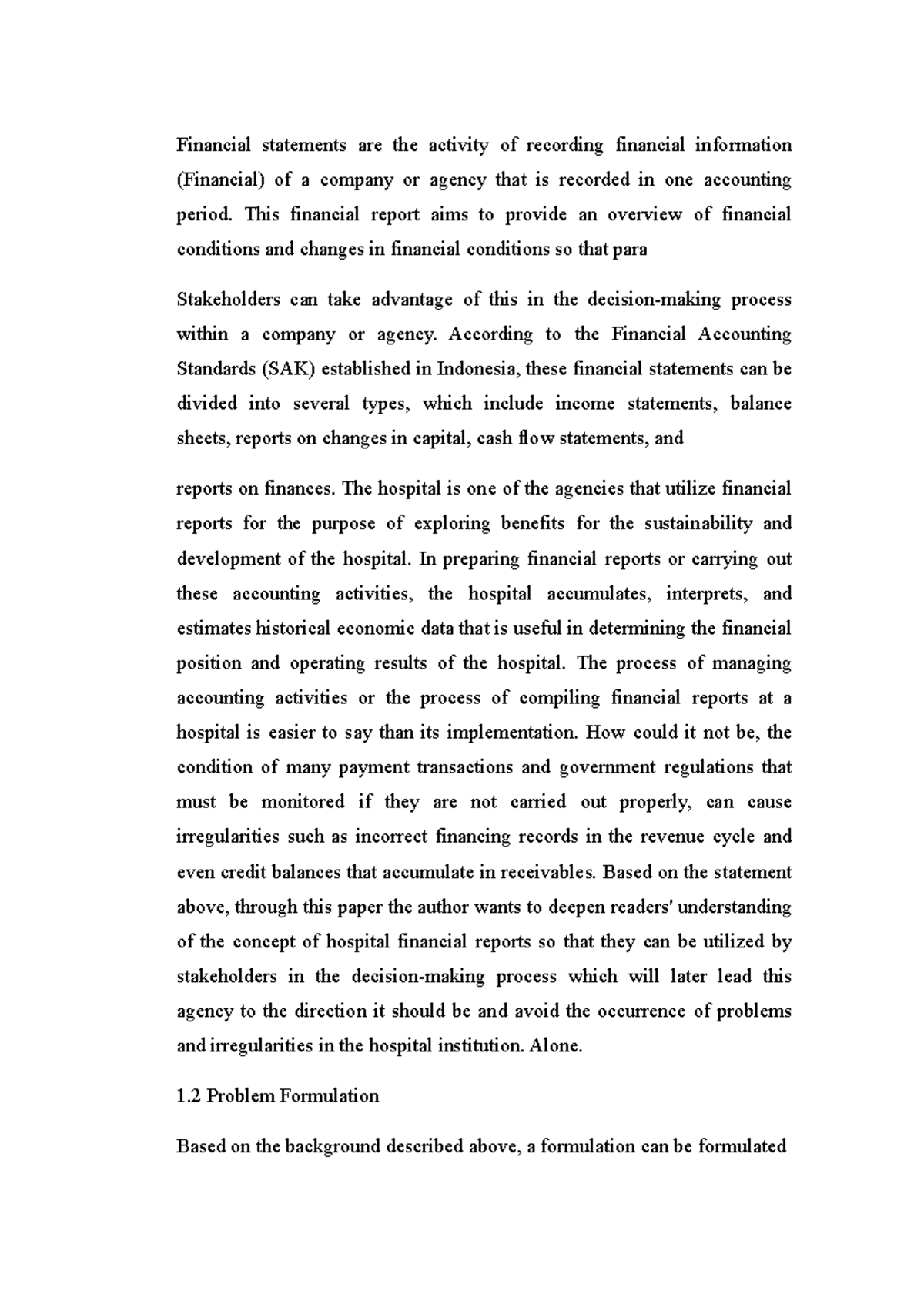 Paper during first class - Financial statements are the activity of ...