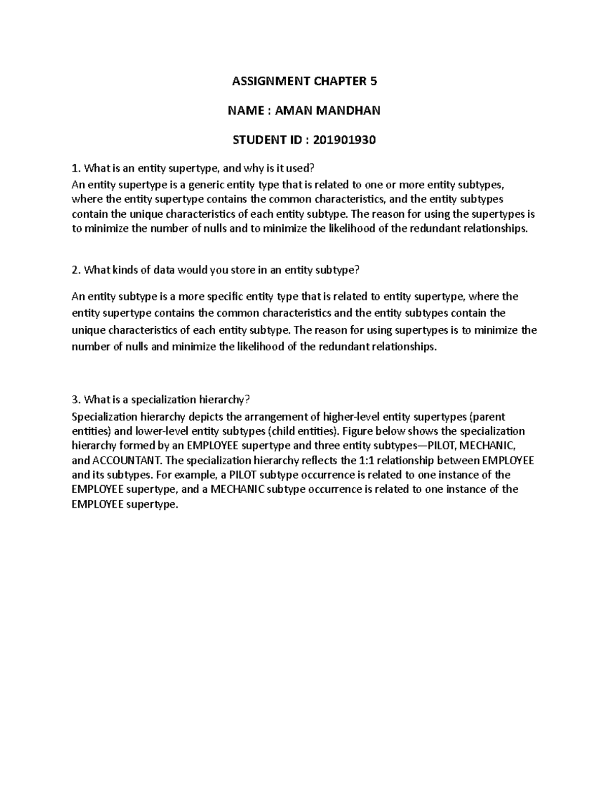 Assignment Chapter 5 [Advanced Data Modelling] - ASSIGNMENT CHAPTER 5 ...
