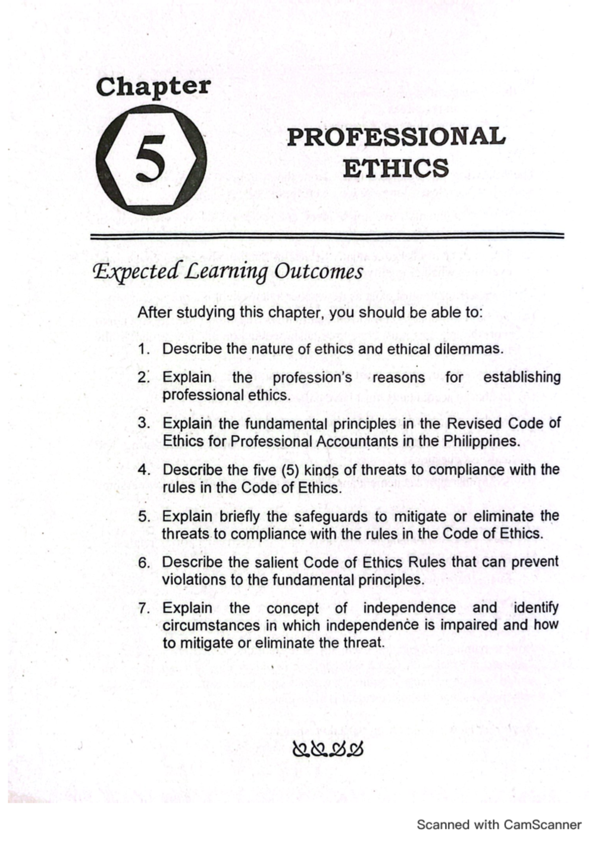 Audit Theory Chapter 5 - reading materials - Chapter PROFESSIONAL 5 ETHICS Expected Learning ...