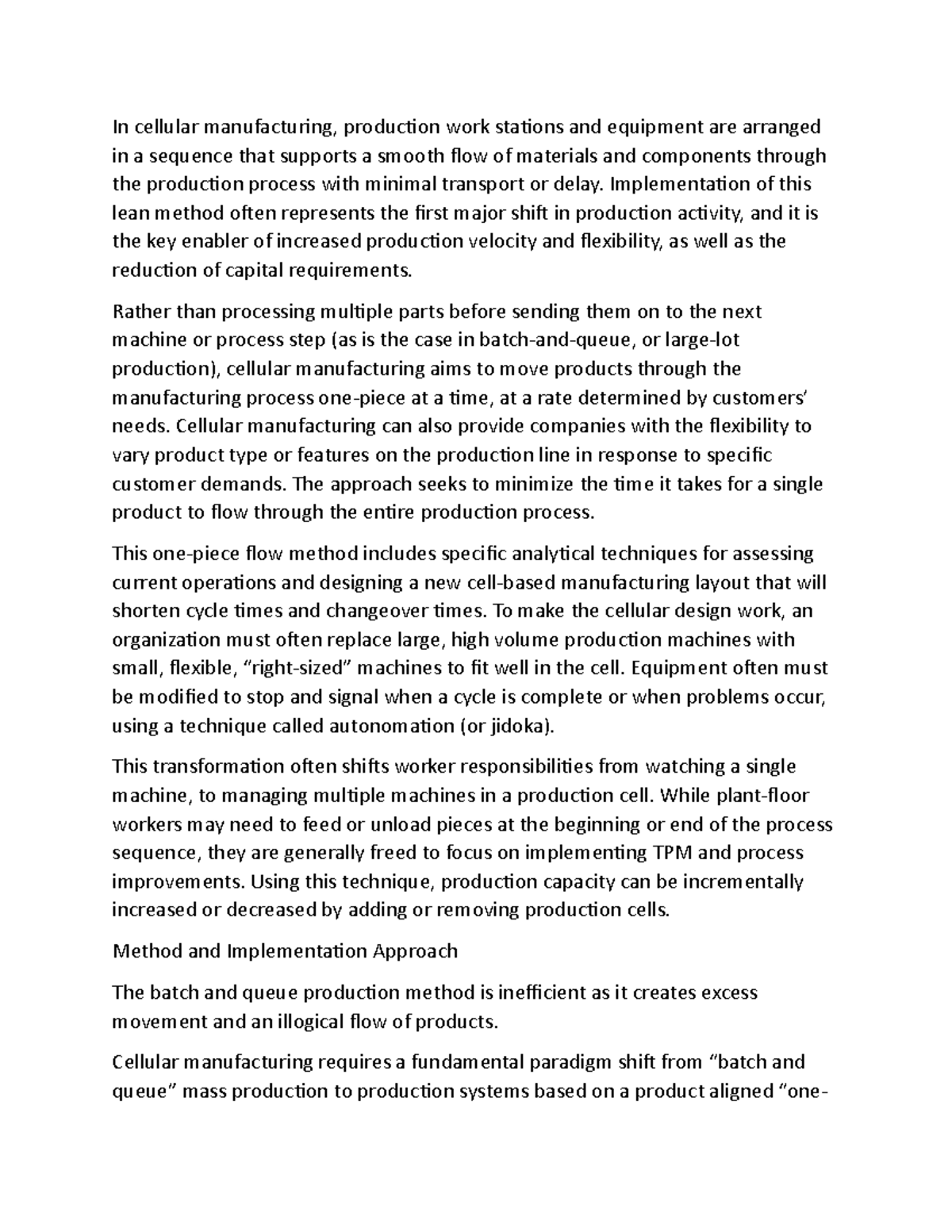 Cellular layout - In cellular manufacturing, production work stations ...