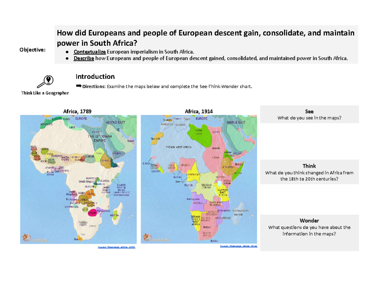 Scramble for Africa worksheet - Objective: How did Europeans and people ...
