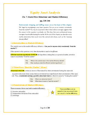 Equity Asset Analysis Ch. 12 Note - Equity Asset Analysis Ch. 12 ...