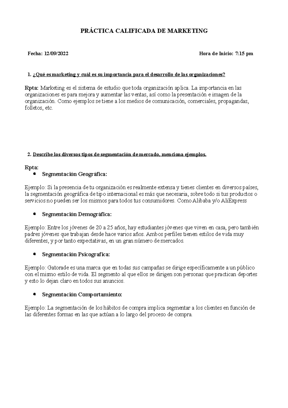Práctica Calificada 1 - Marketing -675733790 - PRÁCTICA CALIFICADA DE ...
