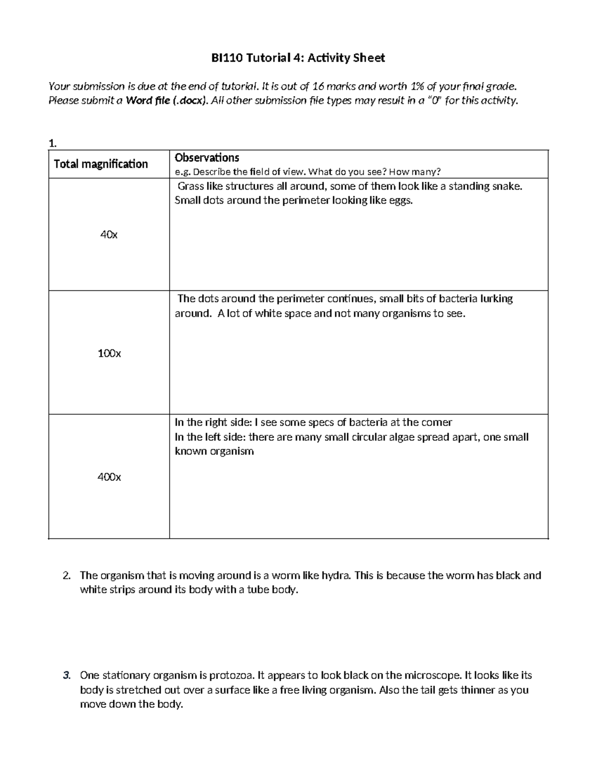 BI110 F24 Tutorial 4 Activity Sheet - BI110 Tutorial 4: Activity Sheet ...