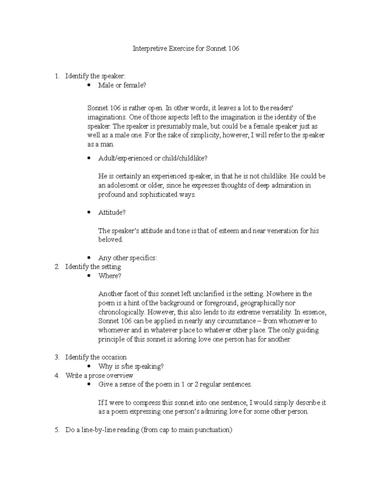 Interpretive Exercise - In other words, it leaves a lot to the readers ...