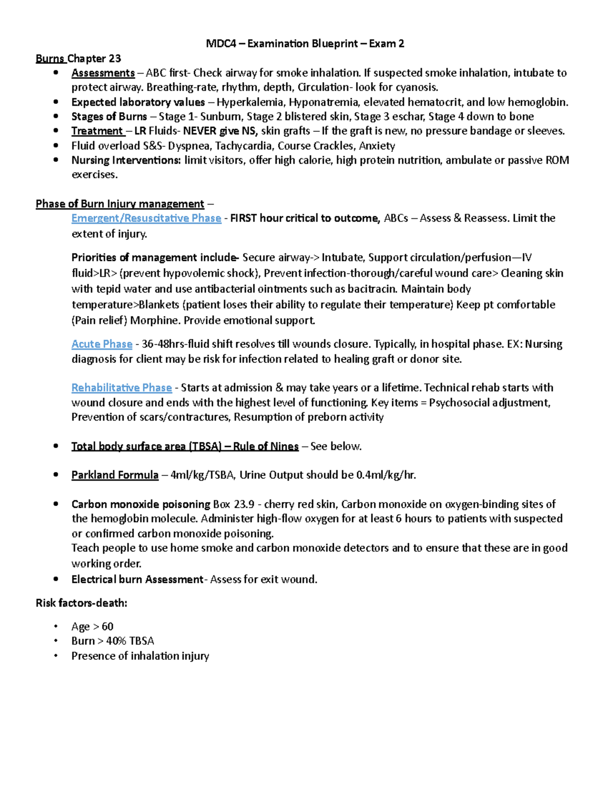 MDC4 Exam 2 Blueprint (Review) - MDC4 – Examination Blueprint – Exam 2 ...