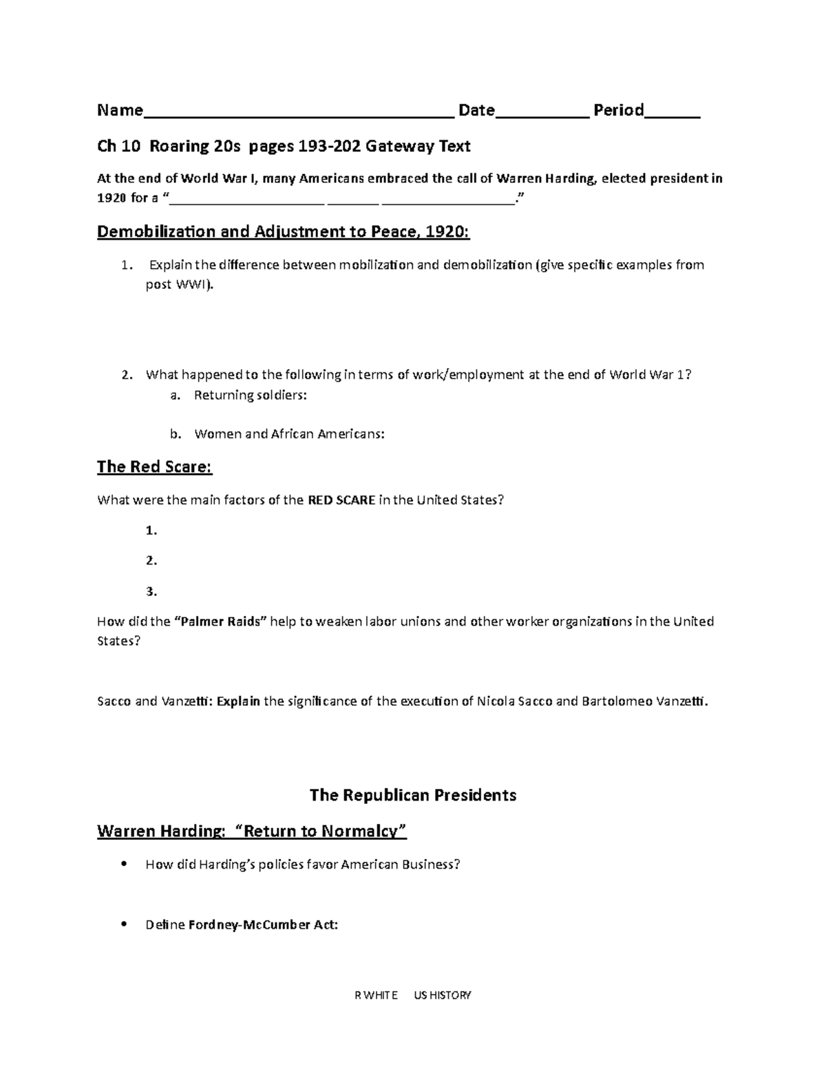 Roaring 20s handout gateway - Name ...