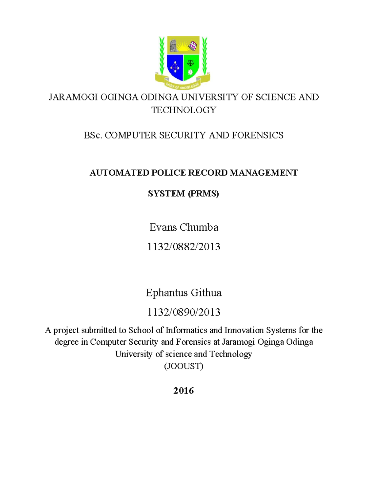 Automated Police Record System Abstract - Information Technology - Studocu