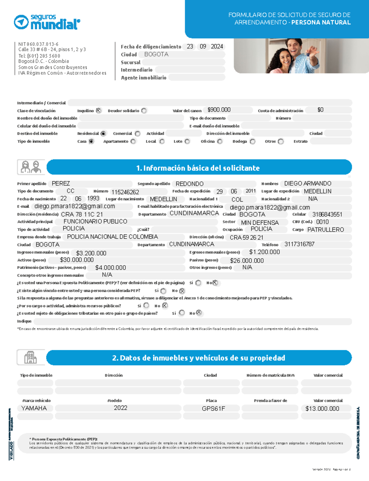 Formulario seguro PN Arriendos Completo VF 061023 ARR - NIT 860.037 ...