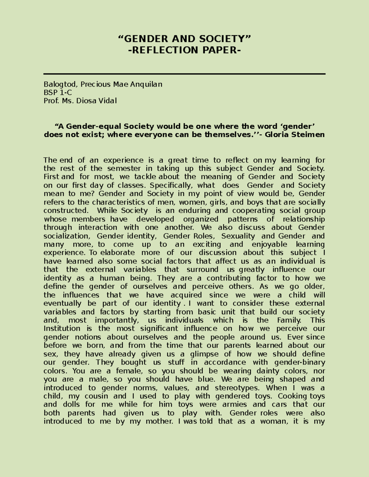 Reflection Paper - Finals IN Gensoc -REFLECTION PAPER- Balogtod ...