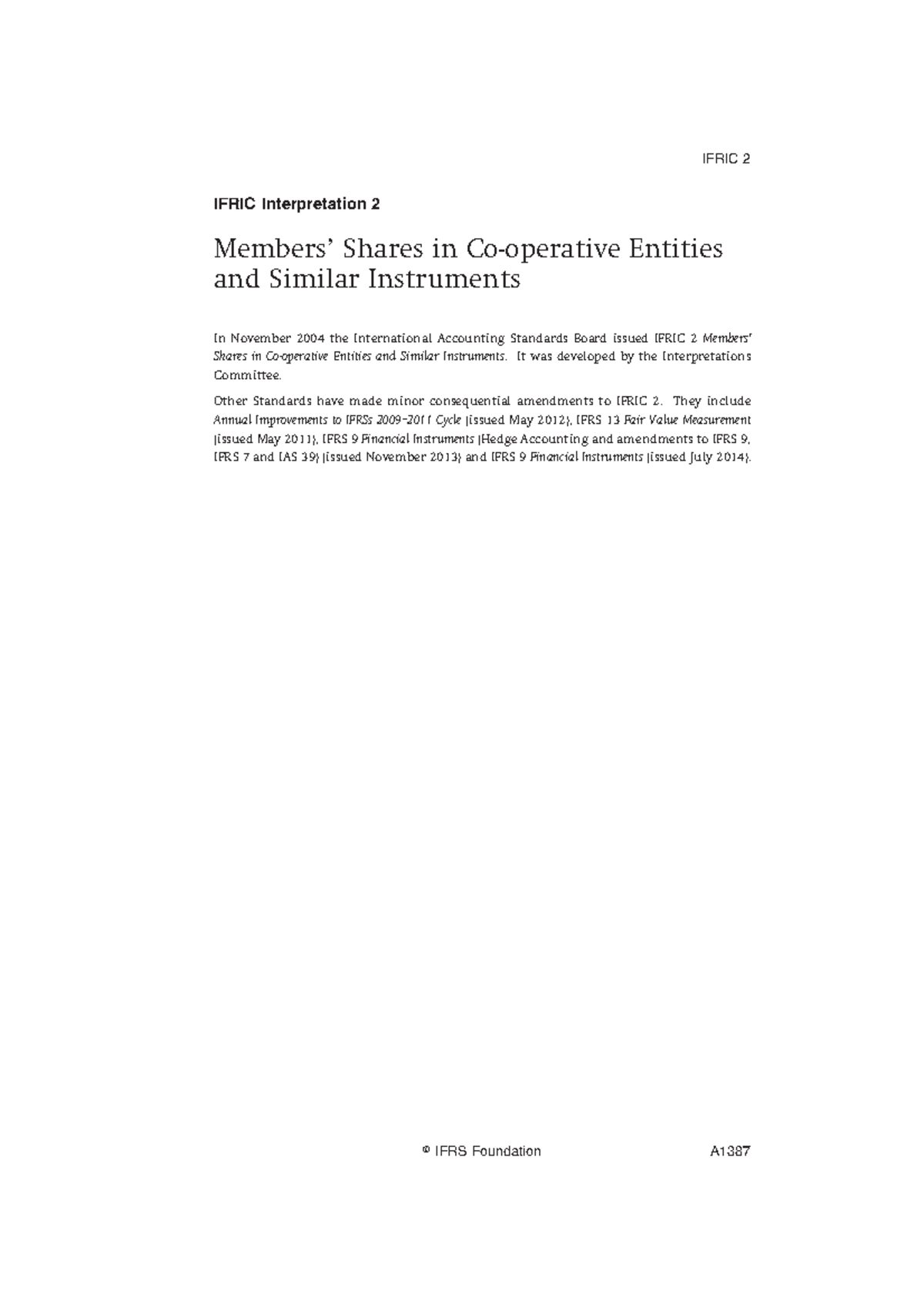 Ifric 02 - International Financial Reporting Interpretations Committee ...