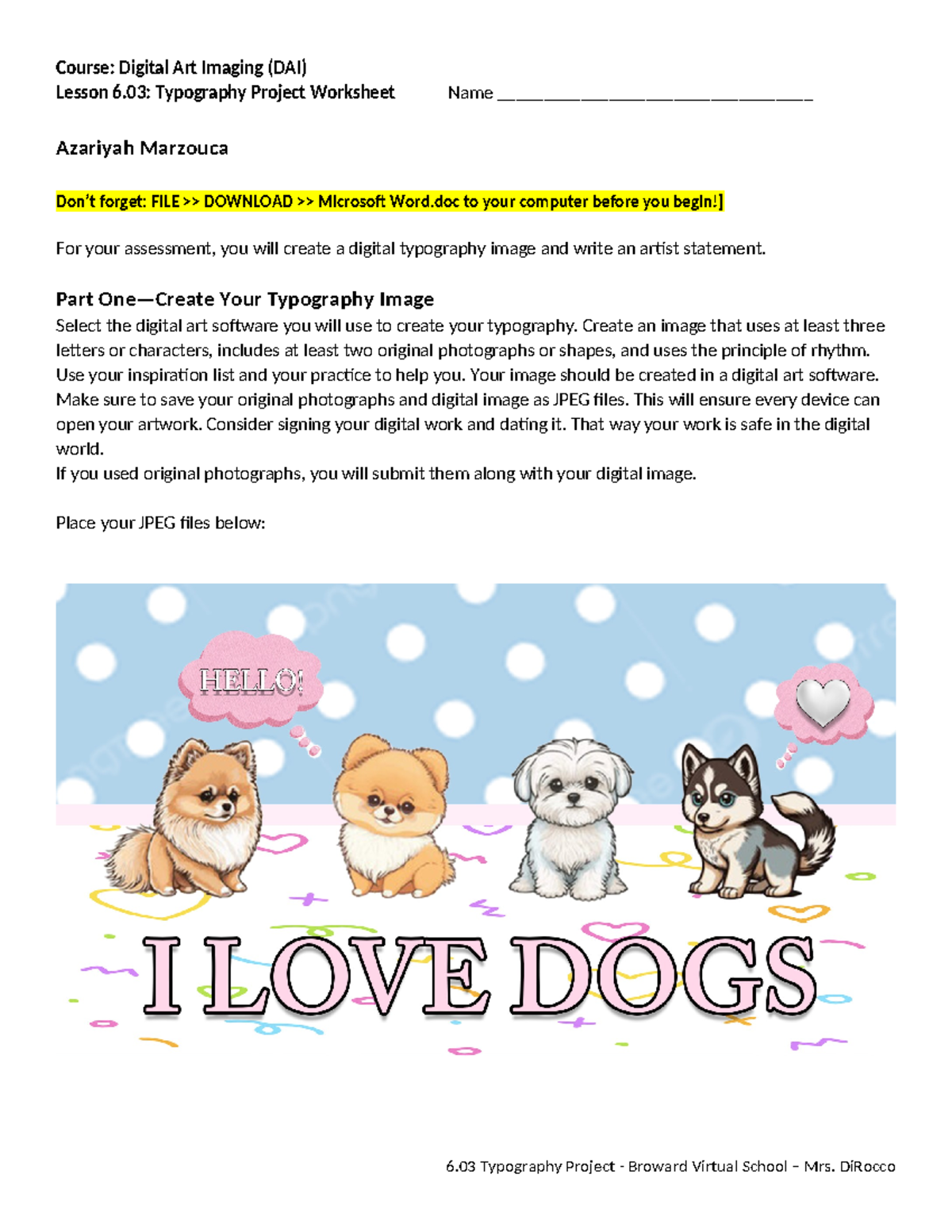 DAI 6 - Course: Digital Art Imaging (DAI) Lesson 6: Typography Project ...