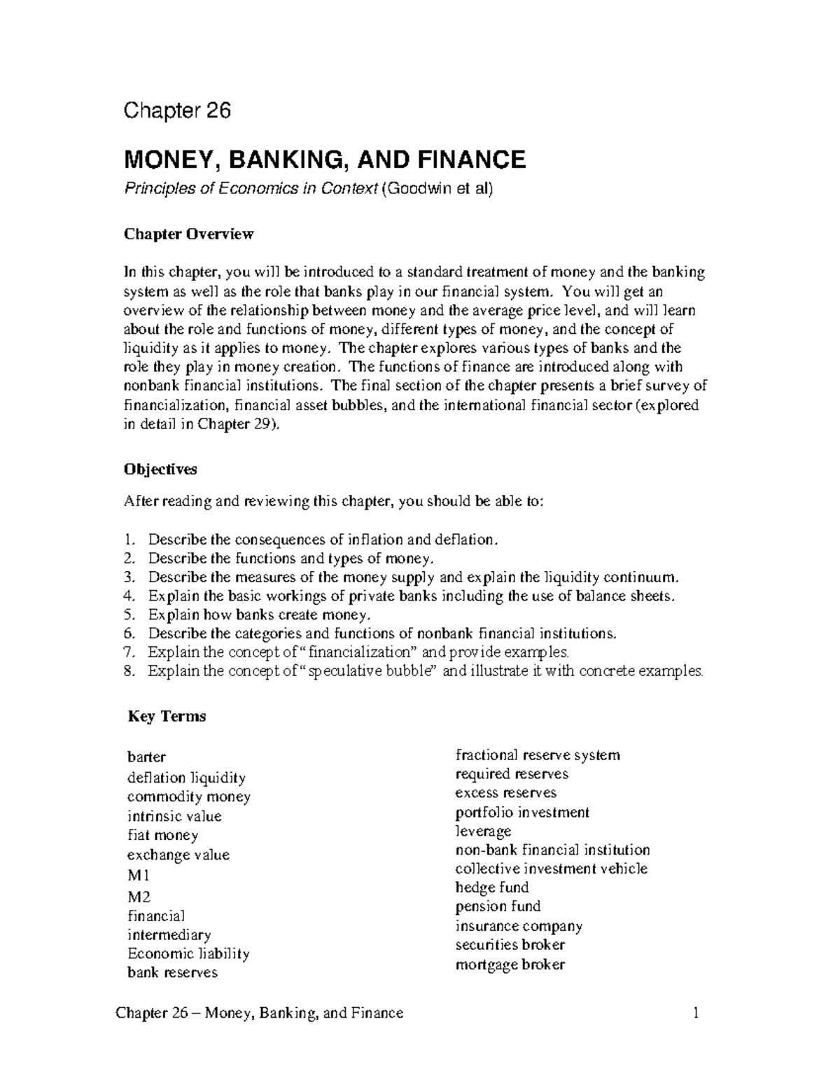 Banking - Chapter 26 MONEY, BANKING, AND FINANCE Principles of ...