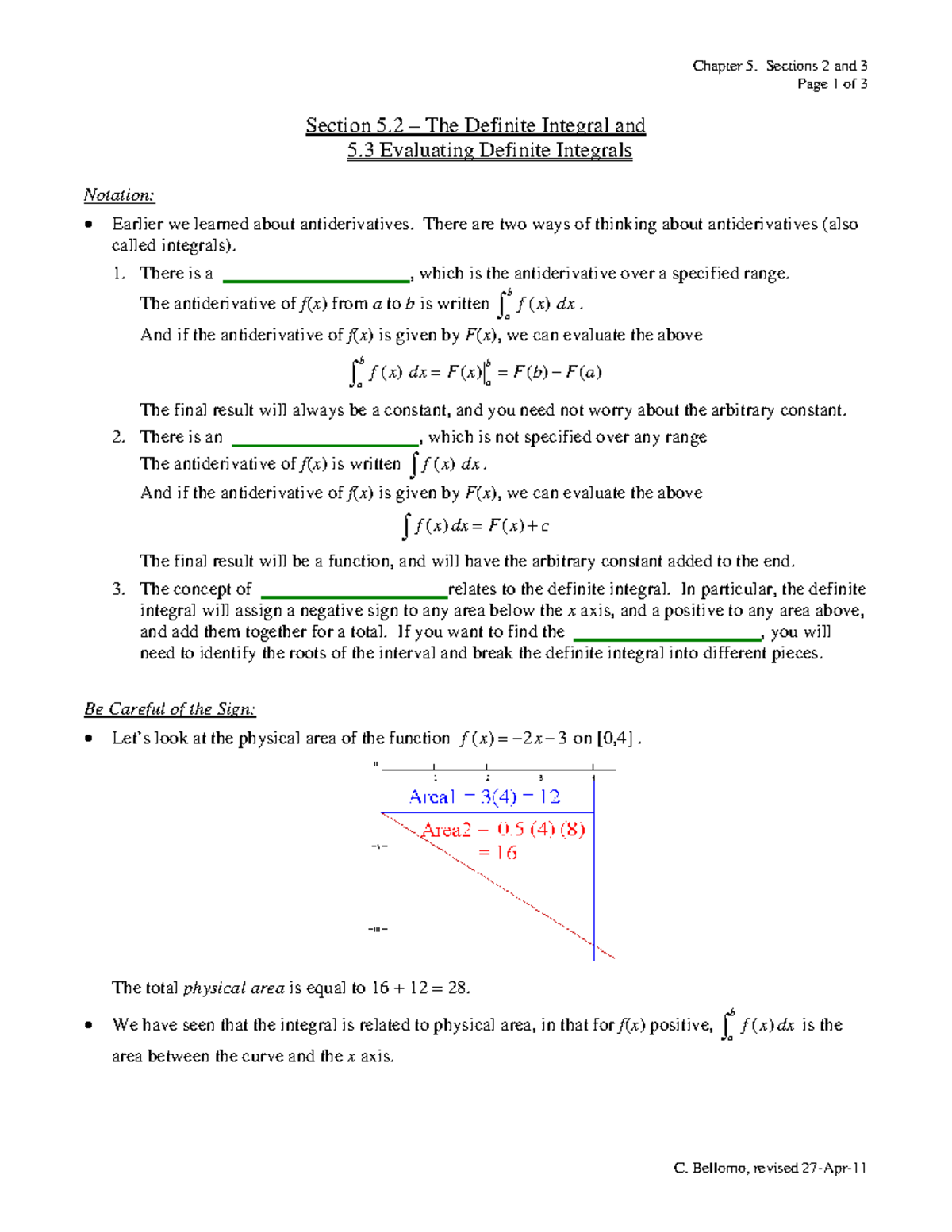Ch05-Sect0203B Section 5.2 – The Definite Integral and - Chapter 5 ...
