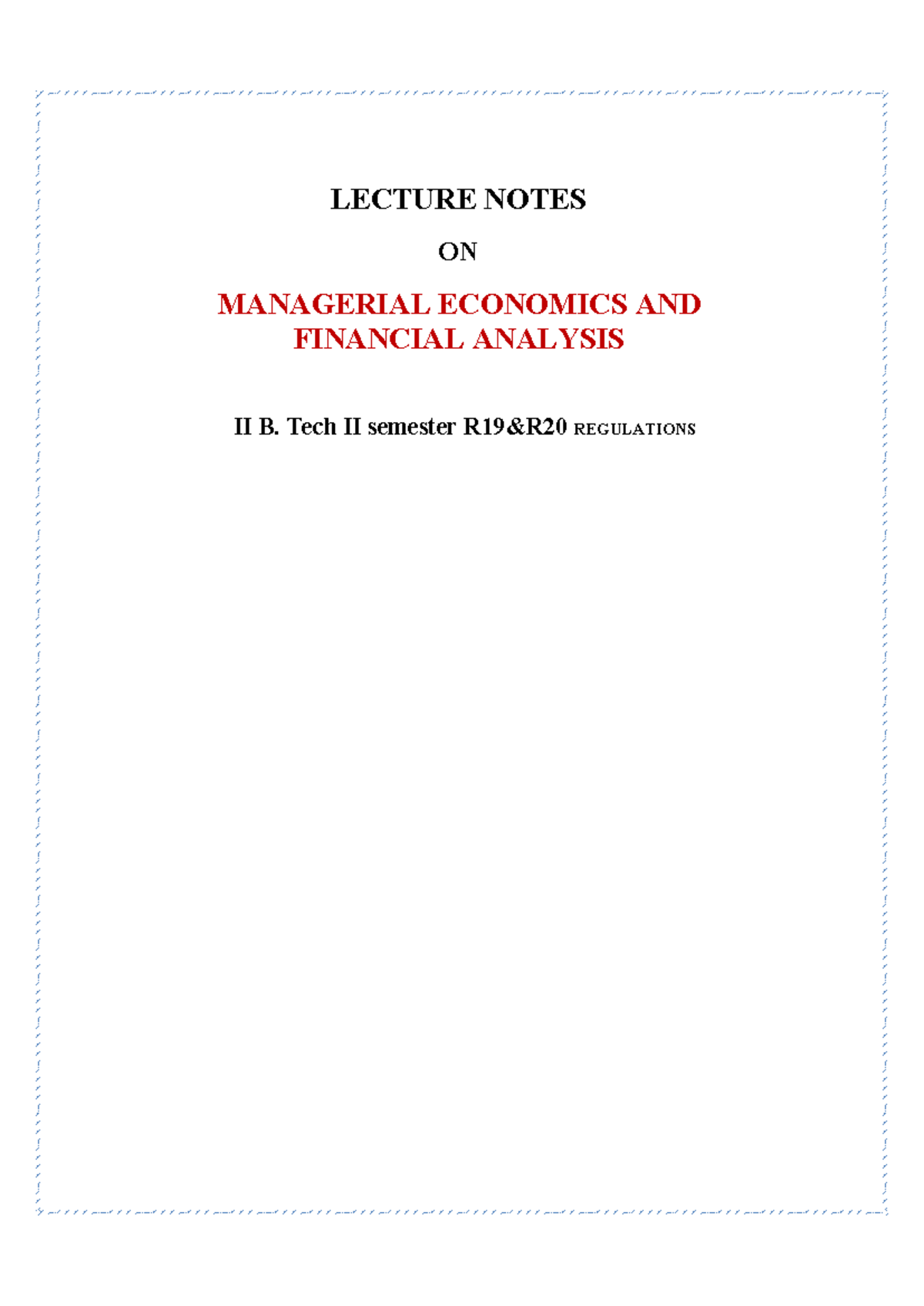 UNIT 1 MEFA - LECTURE NOTES ON MANAGERIAL ECONOMICS AND FINANCIAL ...
