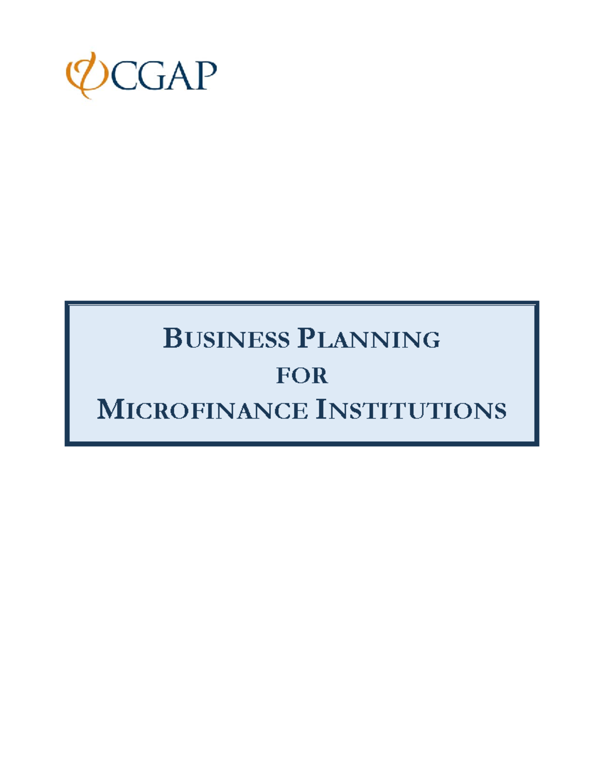 CGAP Training Business Planning for Microfinance Institutions Course ...