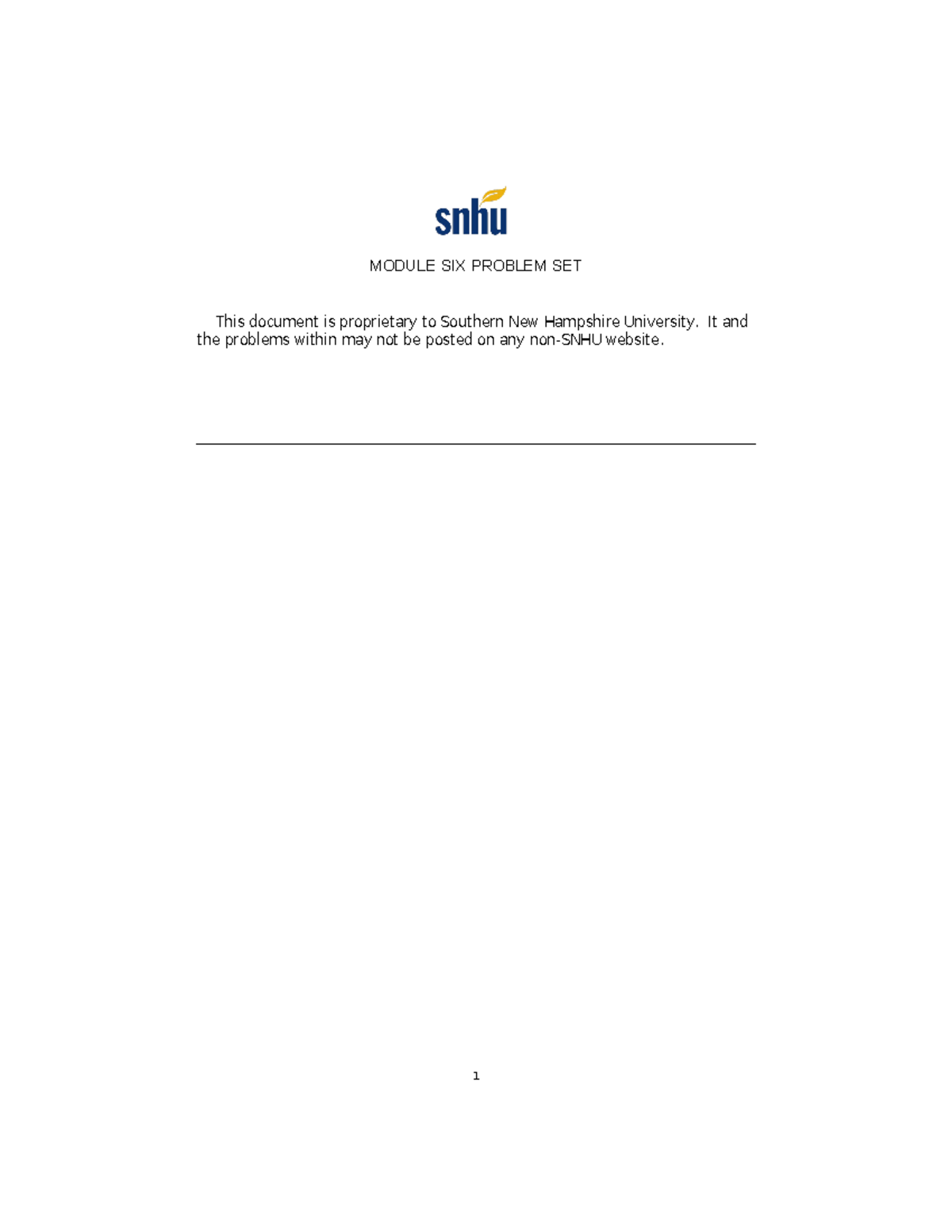 module 6 assignment - MODULE SIX PROBLEM SET This document is ...