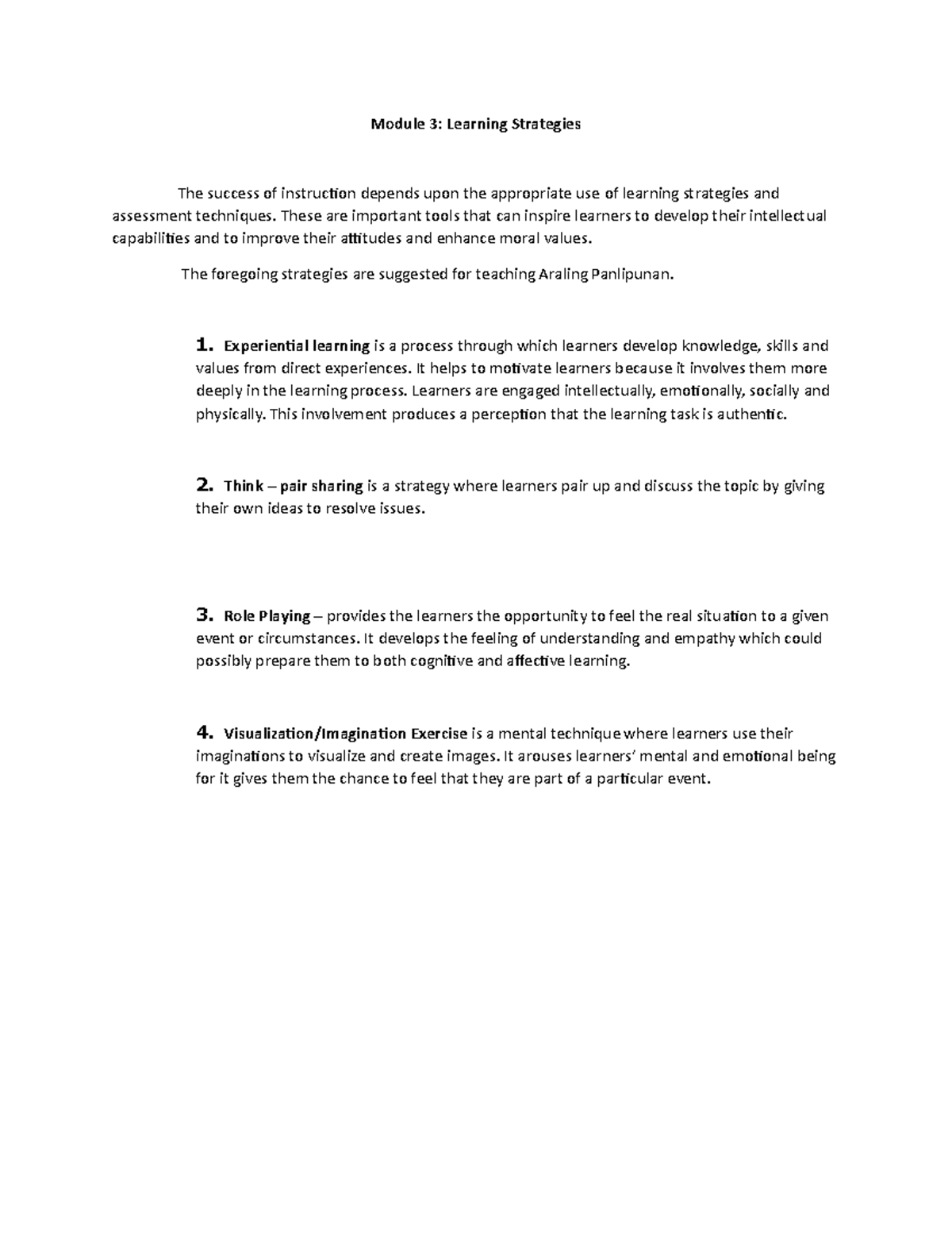 Module 3 Learning Strategies - Module 3: Learning Strategies The ...