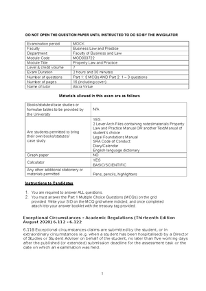 MOCK PLP Paper 2 Drafting Assessment - Examination period MOCK Faculty ...